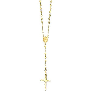 IceCarats 14K Yellow Gold 3mm Beaded Rosary Chain Necklace