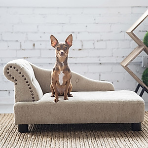 Petmate La-Z-Boy Lakewood Chaise Lounger Dog Bed, Beige, 34" x 18"