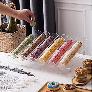 BLBYHO Acrylic Macaron Display Tray, Macaron Stand Cookie Display Stand with 6 Slots……