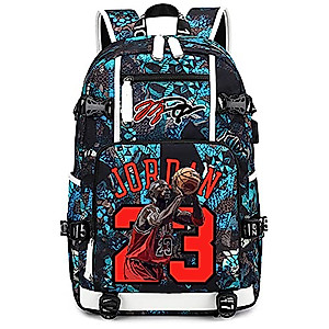 YUNZYUN Basketball Player J-ordan Multifunction Backpack Travel Laptop Fans Multicolor bag For Men Women (Light Blue - 5)