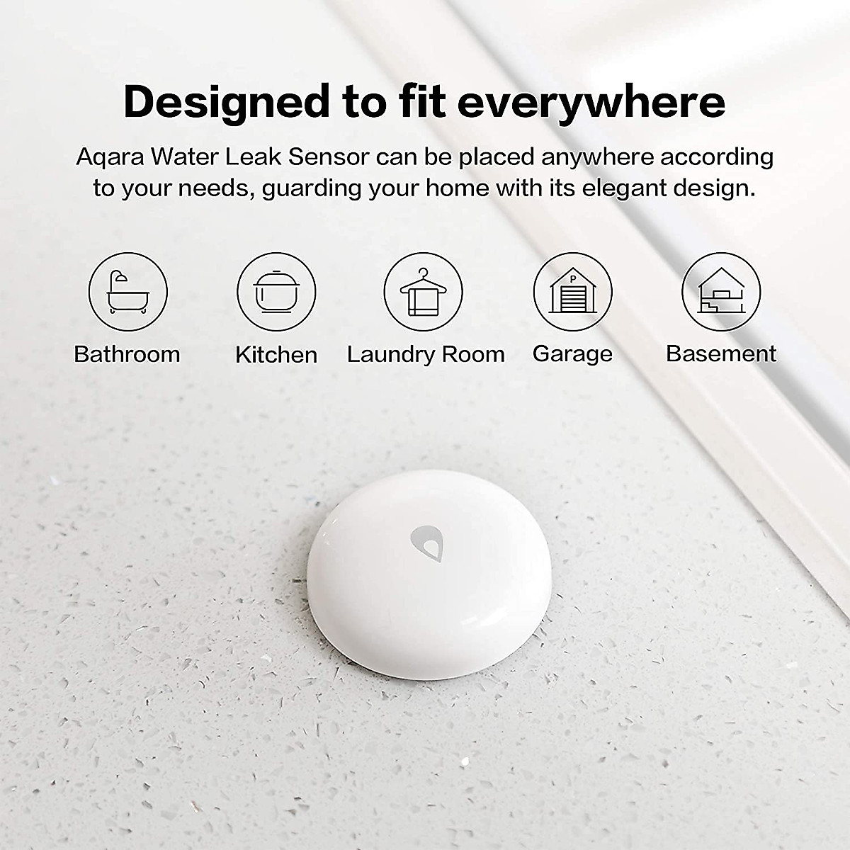 Aqara Water Leak Sensor, Requires AQARA HUB, Wireless Water Leak Detector, Wireless Mini Flood Detector for Alarm System and Smart Home Automation, for Kitchen Bathroom Basement, Works with IFTTT