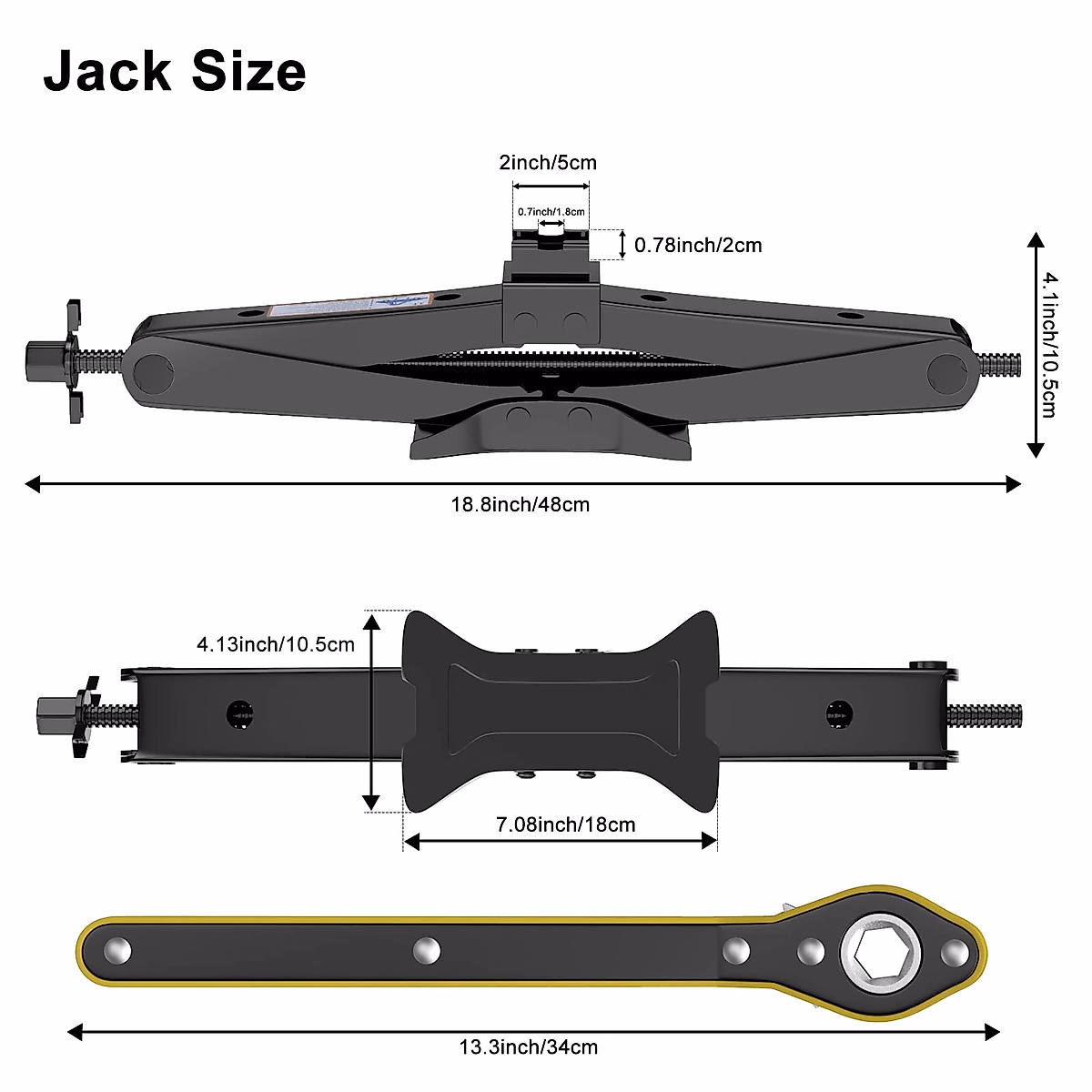 IMAYCC 3 Ton (6609 lbs) Car Jack - Bi-Directional Scissor Jack for Sedan, Coupe, SUV, MPV & More