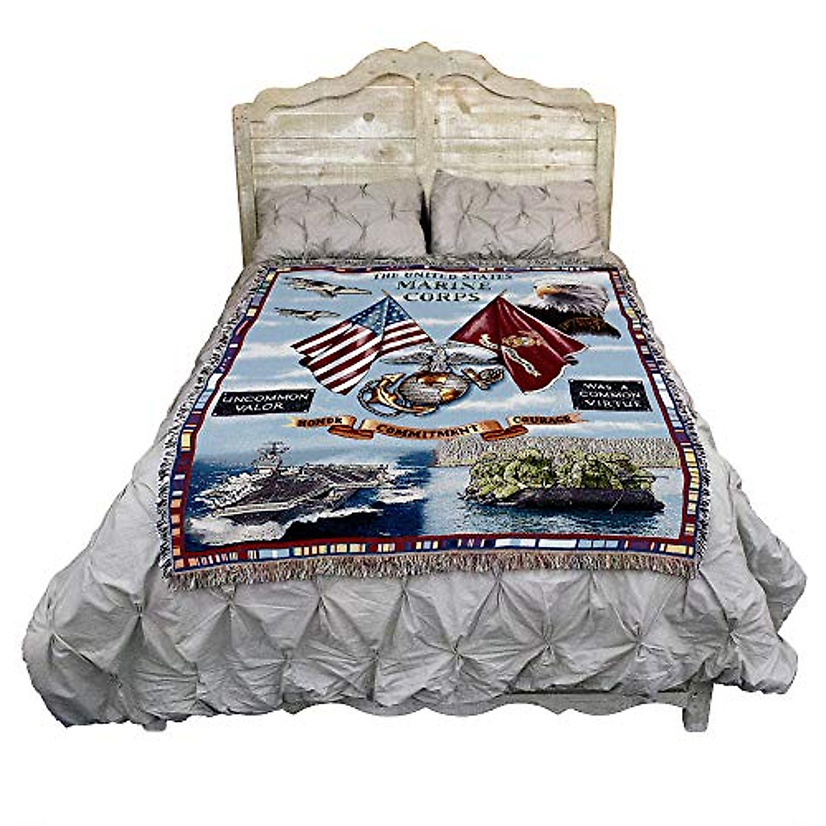Pure Country Weavers US Marine Corps - Land Sea Air Blanket - Gift Military Tapestry Throw Woven from Cotton - Made in The USA (72x54)
