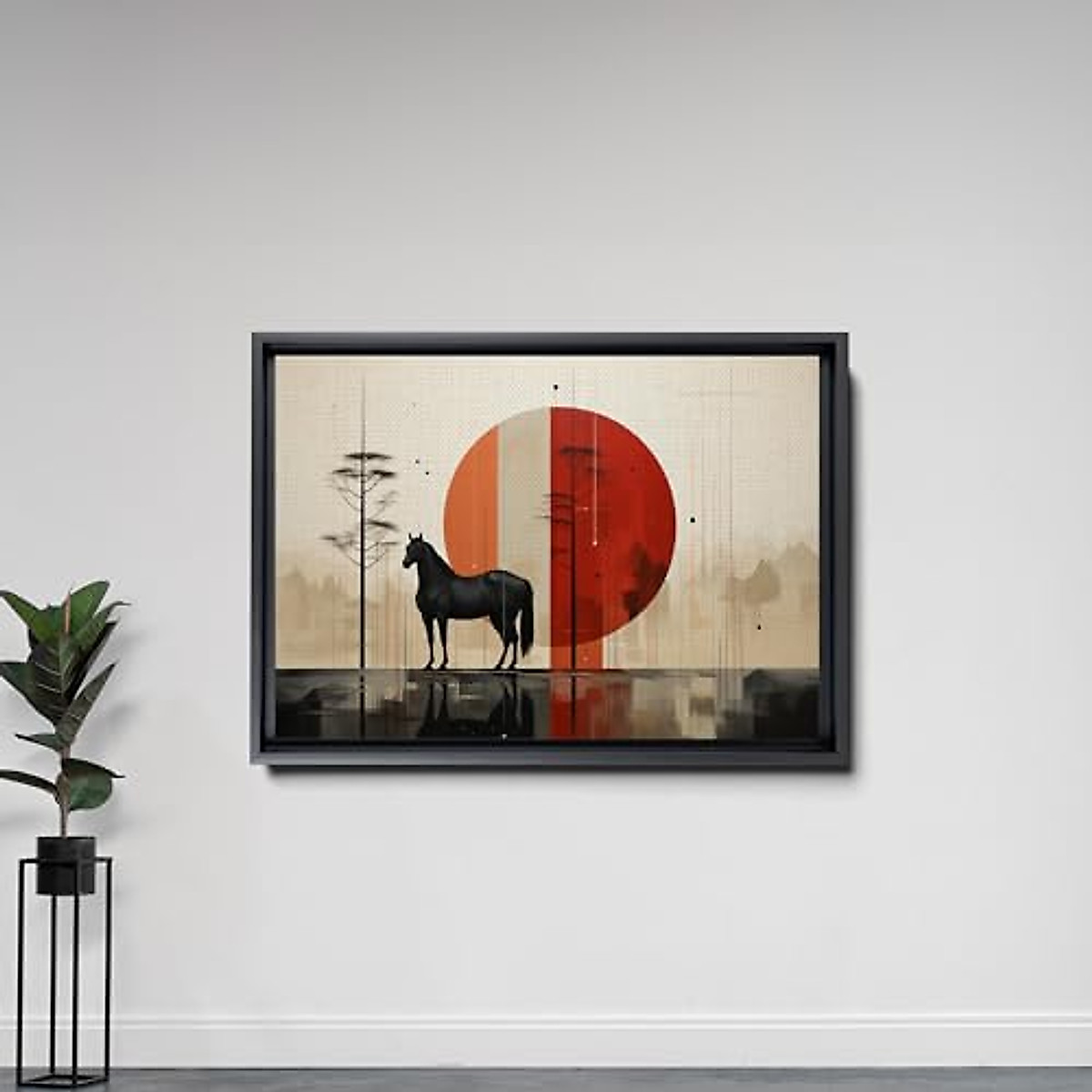 Majestic Black Stallion Galloping In The Clouds, Black Horse On Salt Flats, Canvas Print, Black Horse Print, Black Horse Wall Art