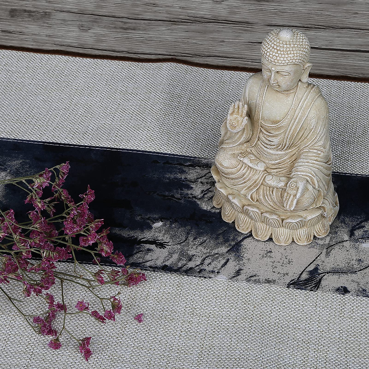 Exqelf Buddha Statue, Praying Buddha Decor Figurine, Meditating Buddha Serene Decorative Figurine for Home Office Desktop Outdoor Garden Yard Decoration, Yoga Zen Décor(Small)