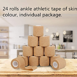 24 Packs Self Adherent Cohesive Wrap Bandages 2'' Wide, 5 Yards, First Aid Tape,Elastic Self Adhesive Tape,All Sports Athletic Tape, Non-Woven Bandage,Breathable Wound Tape,Skin Colour Athletic Tape