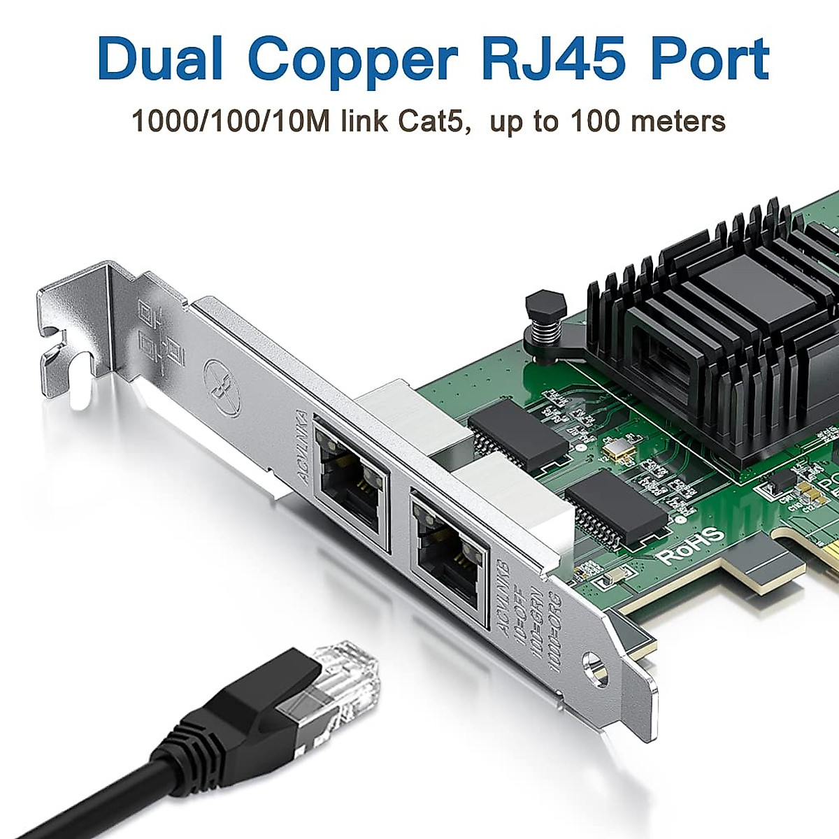Gigabit Dual NIC with Intel 82576 Chip, 1Gb Network Card Compare to Intel E1G42ET NIC, 2 RJ45 Ports, PCI Express 2.1 X1, Ethernet Card with Low Profile for Windows/Windows Server/Linux