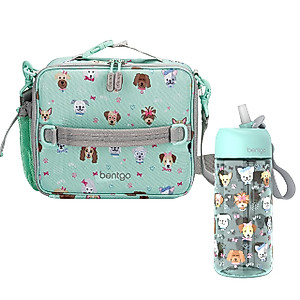 Bentgo® Kids Lunch Bag Set Water Bottle - New & Improved 2023 (Puppy Love)