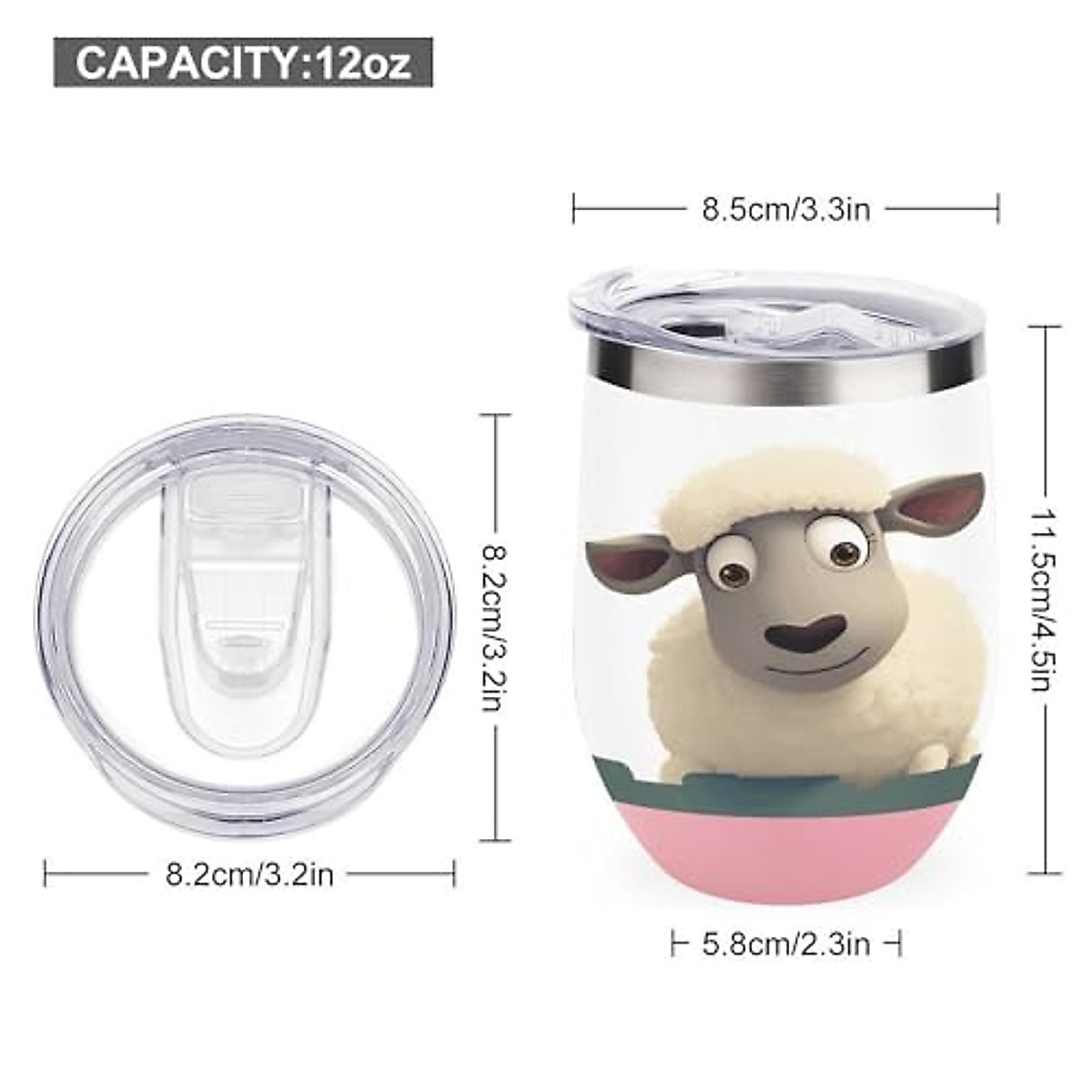 WYUSPGK 304 Stainless Steel Insulated Cup, Cute Sheep Print Smooth Rim, Durable & Reusable - Perfect for Office, Home, And Travel
