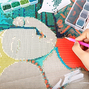 UOONY 280 Slots Diamond Painting Storage Containers Diamond Accessories and Tools Boxes Bead Organizer 28 Grids 10Pcs with 400Pcs Label Stickers for Nail Craft