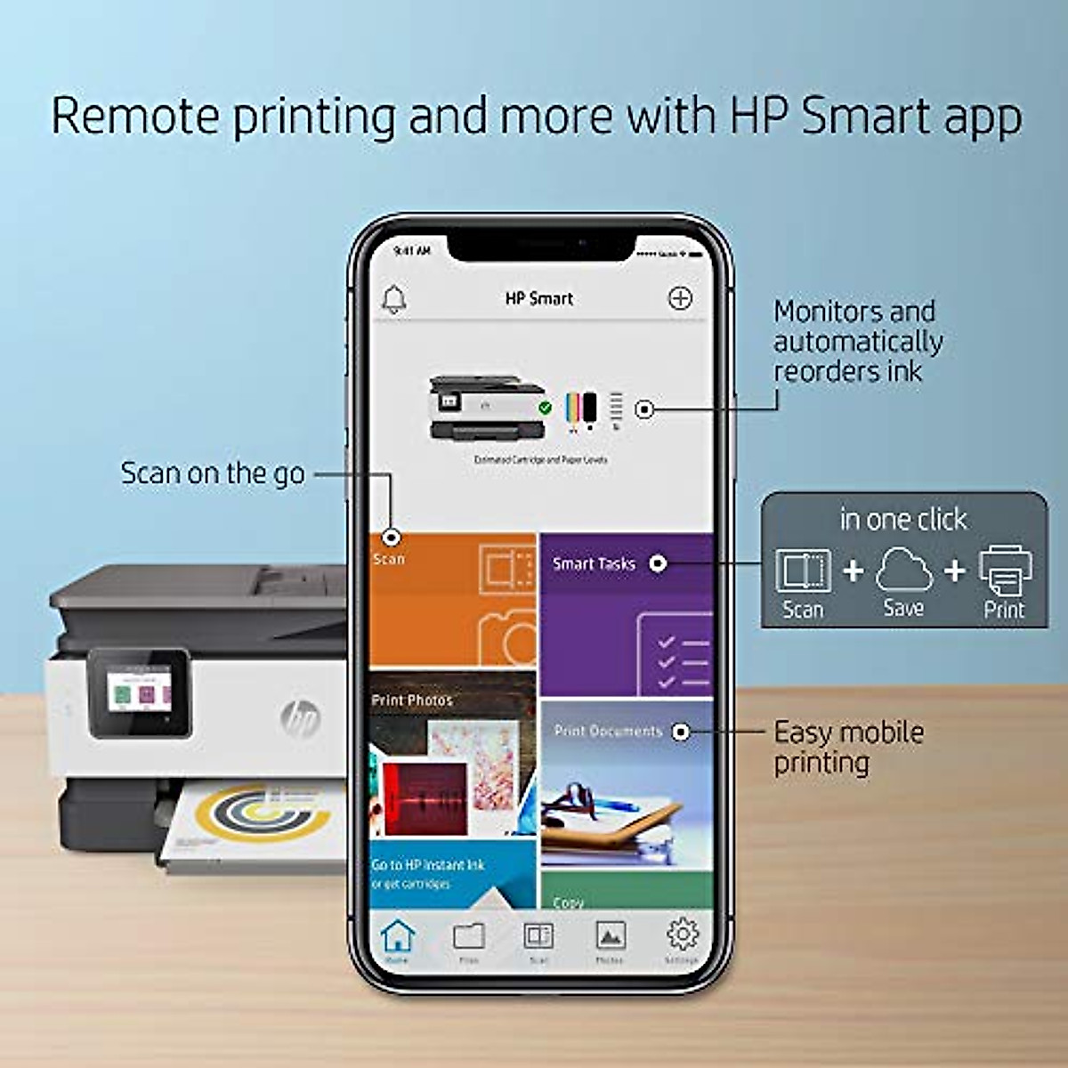 HP OfficeJet Pro 8025 All-in-One Wireless Color Printer, Smart Home Office Productivity, HP Instant Ink, Works with Alexa (1KR57A)
