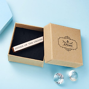 LParkin Stainless Steel Tie Clip Wedding Set - Father of The Groom Tie Clip - Father of The Bride Tie Bar (Father of The Groom-Rose Gold)