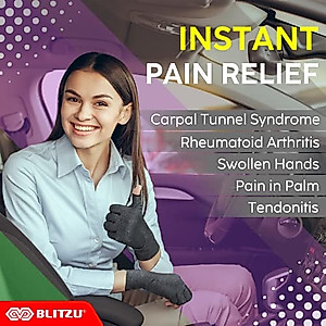 BLITZU Massage Gloves For Hands Copper Hands Arthritis Gloves Women Carpel Tunnel Relief Half Finger Gloves Fingerless Gloves For Women Compression Gloves For Arthritis For Women BLACK M