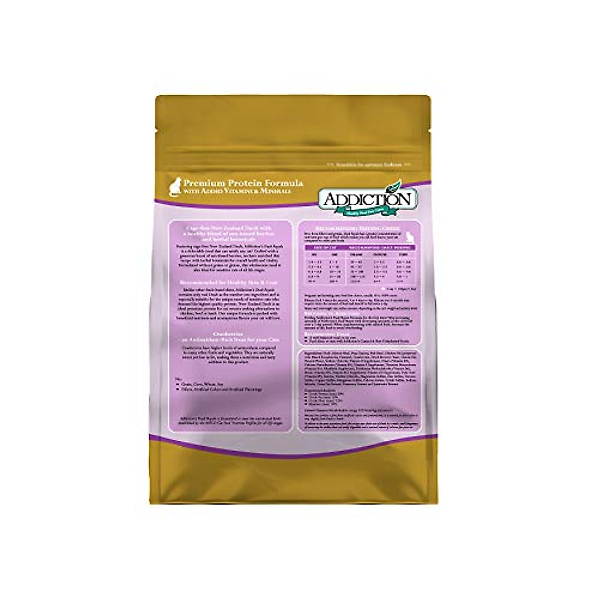 Addiction Grain-Free Duck Royale Entrée Dry Cat Food, Feline Beauty Formula Healthy Weight, Skin and Coat Health, Crafted in New Zealand - 4 lb