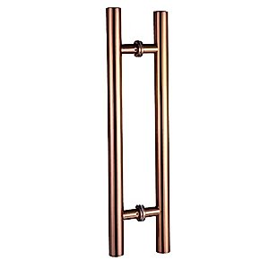 SUCHETA Modern Entrance Door Handle,Modern Steel Push Pull Door Handle,for Sliding Glass Shower Barn Door,Interior Exterior Door,Easy to Install (Color: Rose Gold,Size: 80 x 50cm)