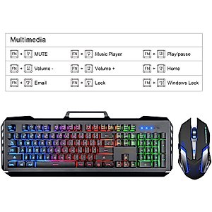 HJJWL Gaming Keyboard and Mouse, Gaming Keyboard and Mouse Wired Keyboard with Backlight Keyboard Silent Gaming Mouse Set for PC Laptop