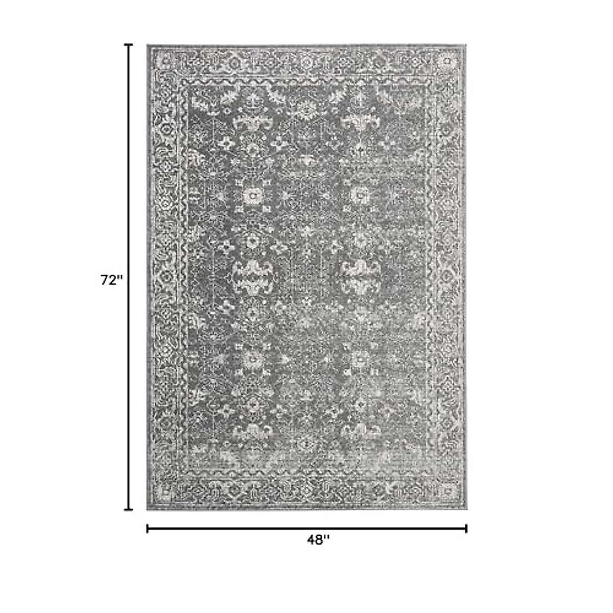 SAFAVIEH Evoke Collection 4' x 6' Grey/Ivory EVK270S Shabby Chic Distressed Non-Shedding Living Room Bedroom Accent Rug