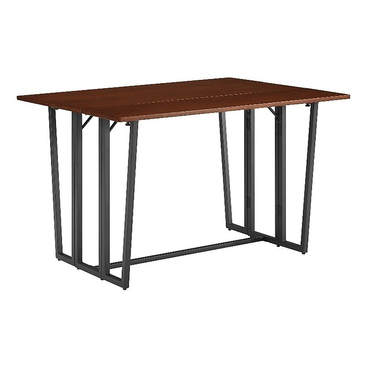 Walker Edison Cesi Contemporary Adjustable Drop-Leaf Dining Table, 47 Inch, Dark Walnut Veneer/Black