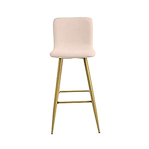 Bar Stools Set of 2, Fabric Upholstered Counter Height Low Back Armless Dining Bar Chairs with Footrest, 30 Inches, Beige