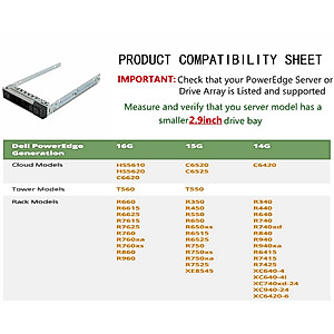 2.5" DXD9H 0DXD9H SAS SATA Hard Drive Tray Caddy for PowerEdge 14th Server R440 R640 R740 R740xd R940 R6415 R7415 R7425 Hot Swap Bracket