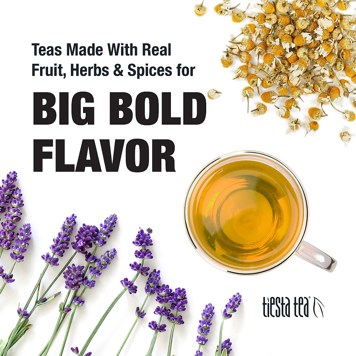 Tiesta Tea - Lavender Chamomile | Soft Chamomile Herbal Tea | Premium Loose Leaf Tea Blend | Non Caffeinated Herbal Tea | Make Hot or Iced Tea & Brews Up to 25 Cups - 0.9 Ounce Resealable Pouch