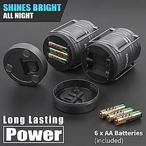 GEMEK 2 Pack LED Lantern, Collapsible Emergency Battery Powered Lights with Magnetic Base for Home Power Outages, Roadside Car Repair, Fishing, Camping Gear Accessories Essentials (Gray)