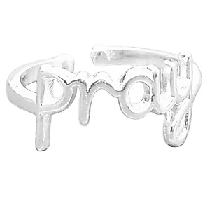 Helen de Lete Fashion English Letter Pray Sterling Silver Open Ring