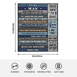 MQTMJBN Gift for Husband Blanket, Anniversary Love Gifts for Husband from Wife, Fathers Day Birthday Gift for My Husband, for Him, Fathers Day Presents for Husband 50x60inch