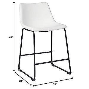 Signature Design by Ashley Centiar Urban Industrial 23.75" Counter Height Bucket Seat Barstool, 2 Count, White