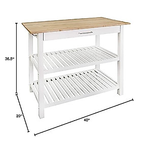 Casual Home Solid Hardwood Top, Natural/White, 40" W (373-91) Kitchen Island, Natural&White