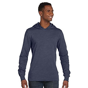 Bella + Canvas Unisex Jersey Long-Sleeve Hoodie, Large, HEATHER NAVY