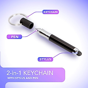 Stylus Pen Keychain (2 Pack) - No Touch, 2-in-1 Accessory - Mini Stylus Keychain Pen - 2 Pack