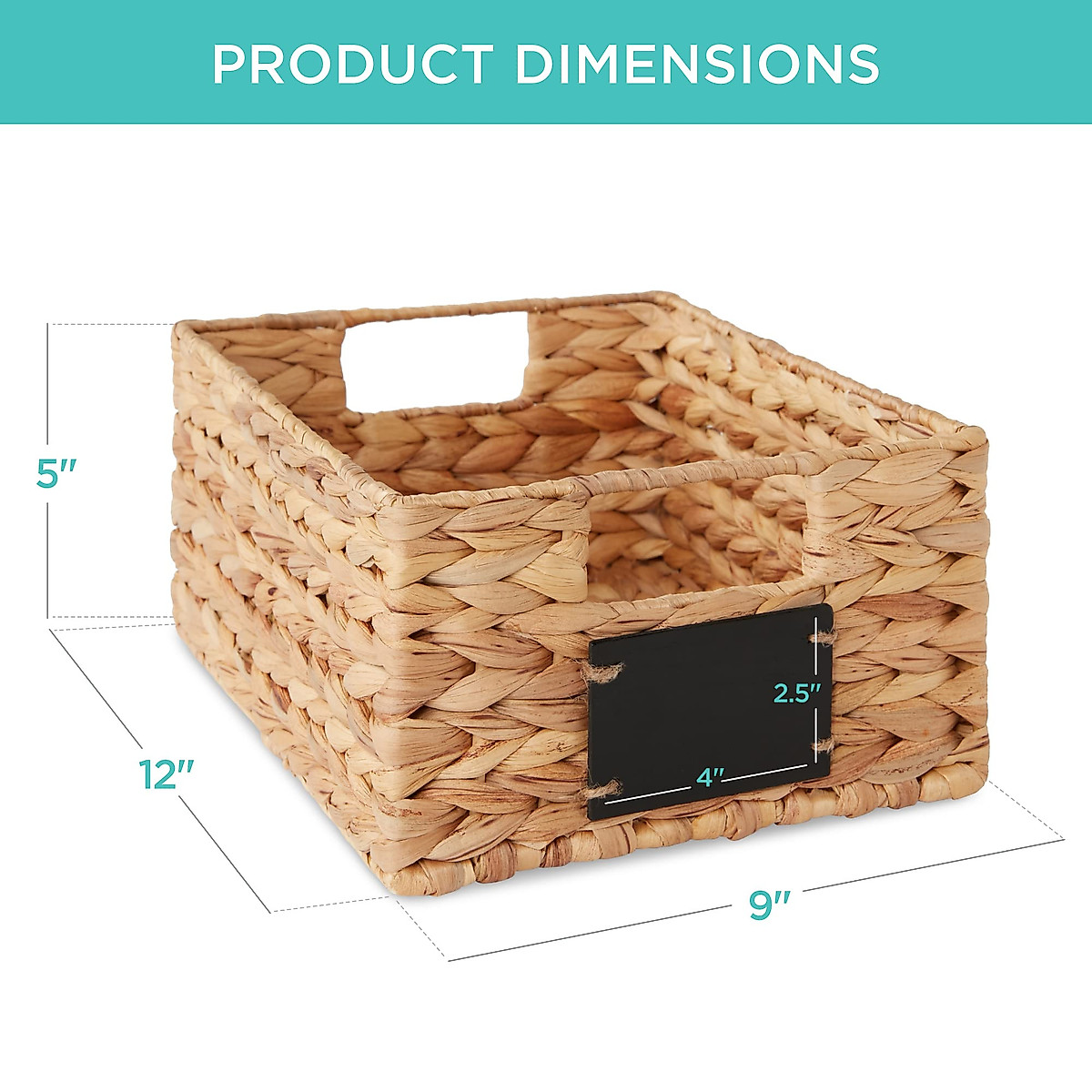 Best Choice Products Set of 4 9x12in Water Hyacinth Pantry Baskets, Woven Kitchen Organizers w/Chalkboard Label, Chalk Marker - Natural