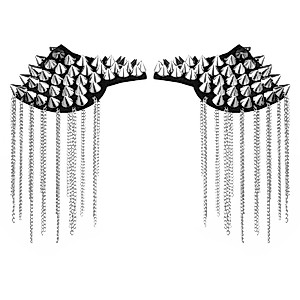 BESTOYARD Fringe Shoulder Pieces Rivet Tassel Chain Epaulet Shoulder Boards Badge Uniform Accessories (Silver)
