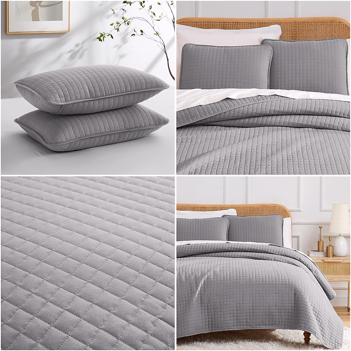 Southshore Fine Living, Inc. Oversized King Quilt Bedding Set, Soft Brushed Microfiber Bedspread, Pet Hair Resistant Bedding, California/King Quilt Coverlet Set with 2 Shams, Steel Grey