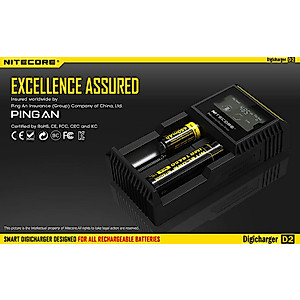 Nitecore D2 Charger with LCD Display Universal Smart Charger For Rechargeable Batteries IMR/Li-ion/LiFePO4/Ni-MH/Ni-Cd