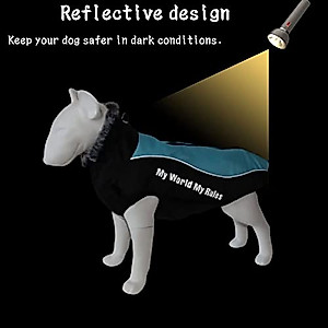 Xqpetlihai Dog Winter Jacket Reflective Waterproof Windproof Dog Jacket with Zipper Harness & Furry Collar for Hiking Camping with Zipper Pet Winter Coat Fleece for Medium Large Dogs (B,3XL)