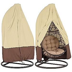 Patio Egg Chair Cover Hanging Swing Chair Covers Waterproof Outdoor Furniture Protector 75in H x 45in D (Beige)