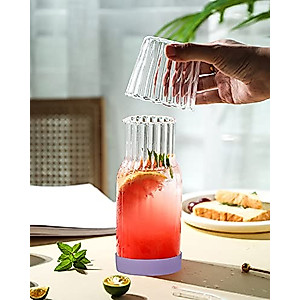 Bedside Carafe with Cup, 600ml Bedside Water Carafe Set Bottle Water Jug, Clear Glass Mouthwash Container Decanter, Ribbed Night Water Carafe with Glass Cup for Nightstand, Guest Bedroom, Bathroom
