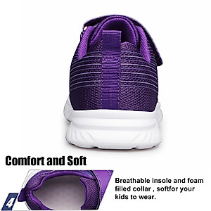 Raoendis Kids Shoes Girls Sneakers Sports Running Shoes Slip on Athletic Shoes Purple Big Kid Size 1