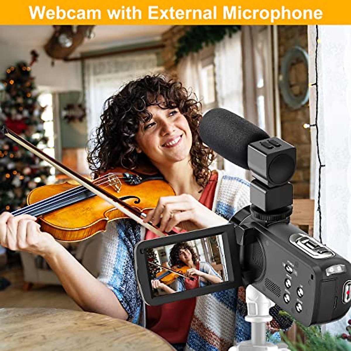 Video Camera Camcorder UHD 2.7K 30FPS 36MP IR Night Version Vlogging Camera Recorder 3.0 Inch Touch Screen 16X Digital Zoom Camera with Microphone, Handheld Stabilizer, Lens Hood, Remote, 2 Batteries