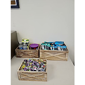 Admired By Nature Rustic Barn Door Style Home Décor Nesting Storage Organizer Wooden Crates, Set of 3, Natural, ABN5E172-NTRL,Barn Door Light brown