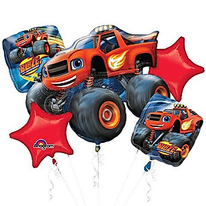 Combined Brands Blaze and the Monster Machines Birthday Balloon Bundle Decoration Kit with Black Number 1-9 option (2nd Birthday)