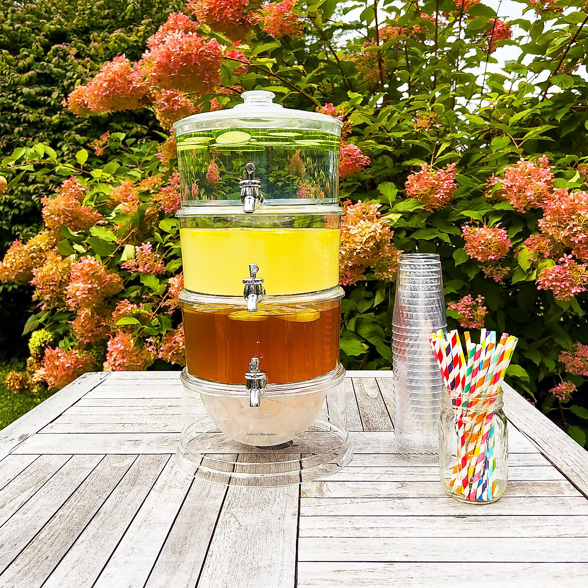 Mind Reader Drink Parties, Beverage Tower Dispenser Punch, Sangria, Ice Bucket, Acrylic, 9" L x9 W x20 H, 9"L x 9"W x 20"H, Clear