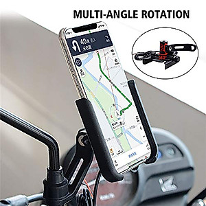 ZJDU Universal Premium Bike Phone Mount for Motorcycle - USB Phone Charger Holder Handlebar/Rear-View Mirror Cellphone Mount,360 Rotation,for 4.0-6.5" Inch Smartphones,Black b