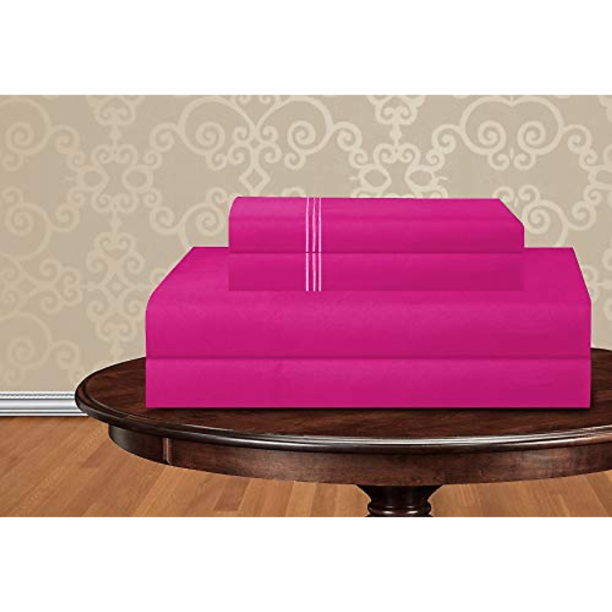 Elegant Comfort Luxurious Bed Sheets Set on Amazon 1500 Thread Count Wrinkle,Fade and Stain Resistant 4-Piece Bed Sheet Set, Deep Pocket, Queen Hot Pink