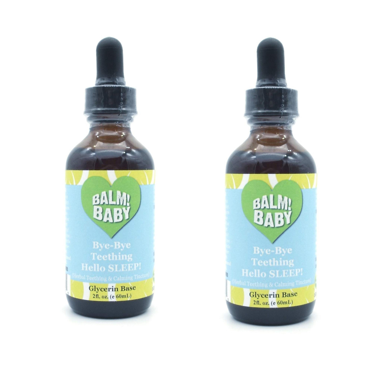 BALM! Baby Bye-Bye Teething, Hello Sleep! Natural & Organic Baby Teething Relief & Calming Tincture | Soothes Inflamed Gums, Irritability & Pain – Encourages Sleep | Glass Bottle (Glycerin, 2-PK)