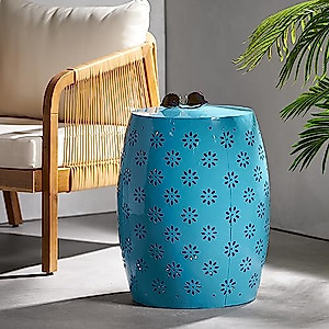 Christopher Knight Home Soleil Outdoor 15" Iron Side Table, Blue