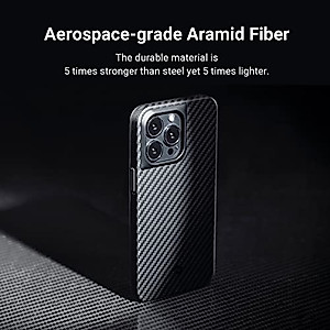 PITAKA Case for iPhone 14 Pro, 6.1 Inch, Military Grade iPhone 14 Pro Protective Case, Compatible with MagSafe [MagEZ Case Pro 3] 1500D Aramid Fiber, Black/Grey (Twill)