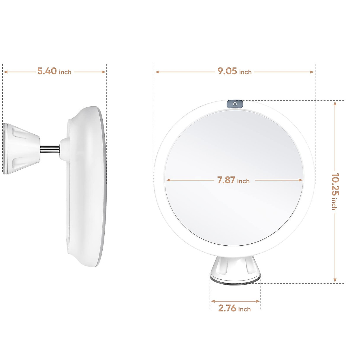 KEDSUM Upgraded 9" Rechargeable 10x Magnifying Makeup Mirror with Lights, Dimmable Lighted Vanity Mirror with Magnification and A Large Suction Cup, Touch Button, 360 Degree Rotation